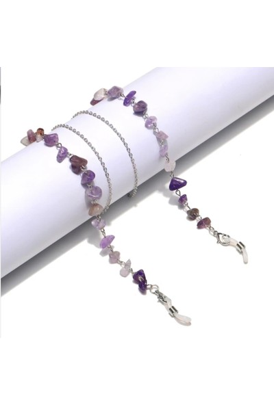 Madam Berra Ametist Taşı Boncuklu Kadın Güneş Gözlüğü Zinciri Gözlük Ipi Askısı Aksesuarı