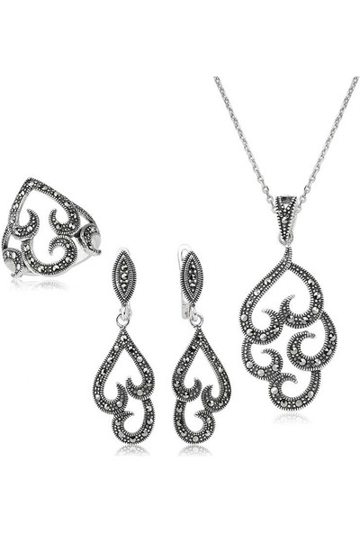 Harem Altın Gümüş Markazit Taşlı Bayan Set