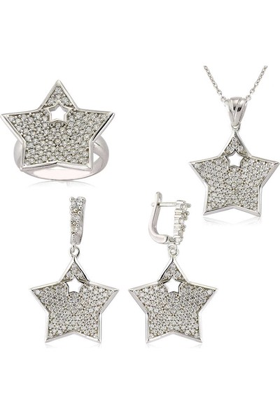 Harem Altın Gümüş Zirkon Taşlı Yıldız Bayan Set