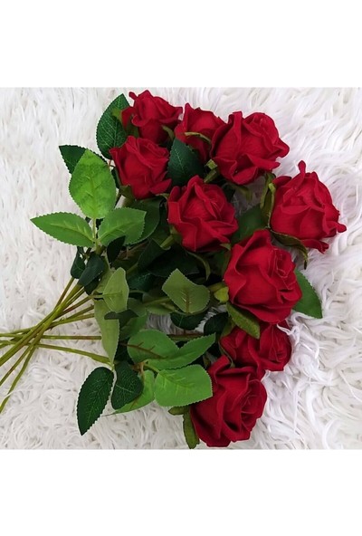Kozalılar Yapay Gül Dalı Kadife 50 cm Koyu Kırmızı (6 Adet) Kozalılar Yapay Gül Dalı Kadife 50 cm Koyu Kırmızı (6 Adet)