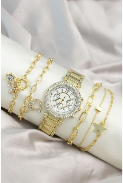 Kırmızı Papyon Gold Metal Taşlı Kasa Kadın Kol Saati ve Bileklik Kombini Kırmızı Papyon Gold Metal Taşlı Kasa Kadın Kol Saati ve Bileklik Kombini