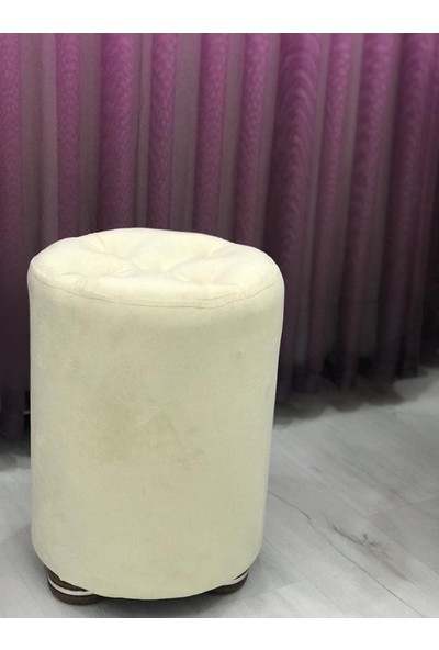 Gülse Home Ada Düğmeli Krem Puf