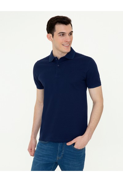 Pierre Cardin Lacivert Slim Fit Basic T-Shirt 50252448-VR033 Pierre Cardin Lacivert Slim Fit Basic T-Shirt 50252448-VR033