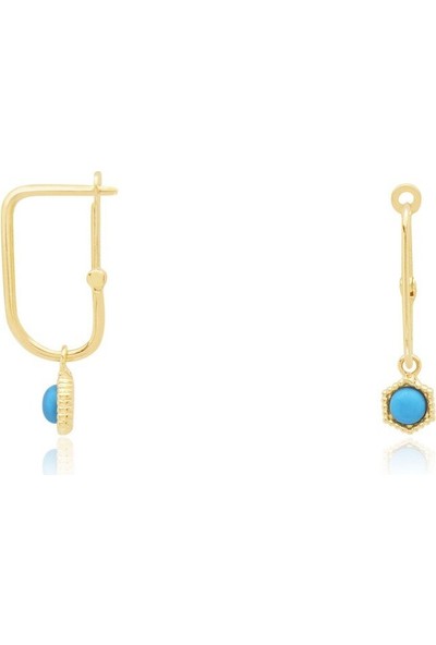 Tektaş Sarı Altın 14 Ayar Trend Küpe