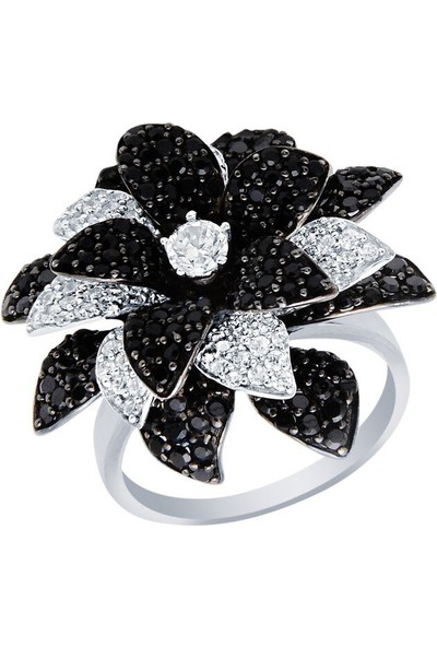 Tektaş Beyaz Altın 14 Ayar Trend Renkli Taşlı Yüzük