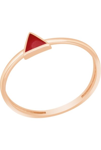 Tektaş Pembe Altın 14 Ayar Geometrik Yüzük
