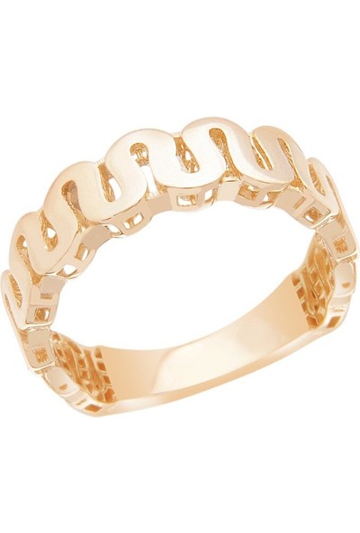 Tektaş Pembe Altın 14 Ayar Trend Taşsız Yüzük