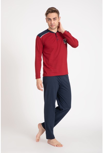 Pemilo Erkek 01 Düğmeli Uzun Kol Pijama Takım Bordo Pemilo Erkek 01 Düğmeli Uzun Kol Pijama Takım Bordo