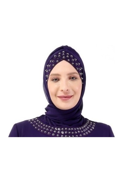 Perya Tasarım Boncuk Işlemeli Mor Şal Perya Tasarım Boncuk Işlemeli Mor Şal
