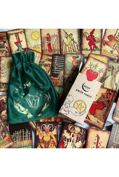 Planet Butik 78 Kartlı Regin Antik Tarot Destesi Yeşil Kadife Keseli Planet Butik 78 Kartlı Regin Antik Tarot Destesi Yeşil Kadife Keseli