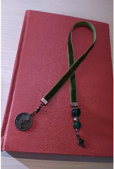 Talay Kitabevi Yeşil Kadife Sikkeli Vintage Kitap Ayracı Talay Kitabevi Yeşil Kadife Sikkeli Vintage Kitap Ayracı