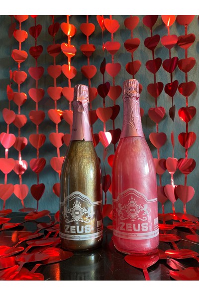Os Zeus 2 Adet Çikolata(Capuccino) ve Çilek Aromalı Simli Alkolsüz Şampanya