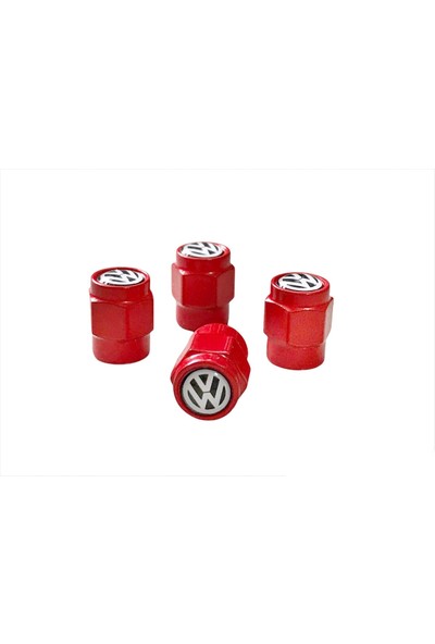 Cms Volkswagen Kırmızı Sibop Kapağı - 4 Adet