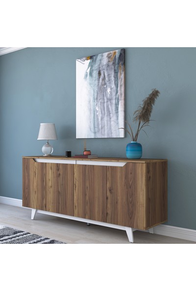 Rani GD102 Modern Ayaklı Konsol Minyatür Ceviz Beyaz Rani GD102 Modern Ayaklı Konsol Minyatür Ceviz Beyaz