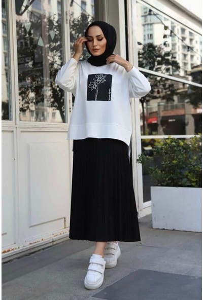 Hera Fashion Piliseli Etekli Takım Baskılı