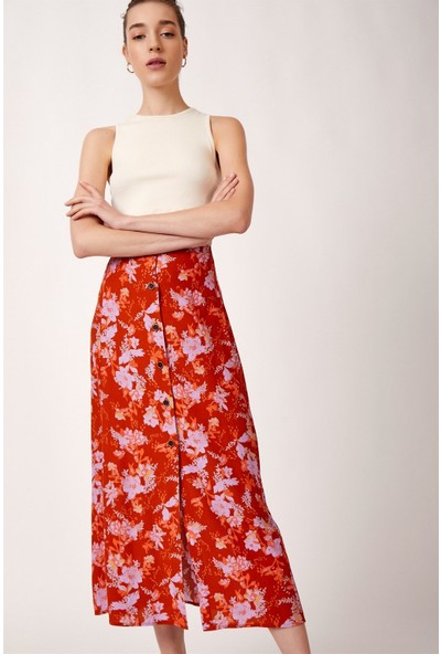Never More Desenli Düğmeli Etek Never More Desenli Düğmeli Etek