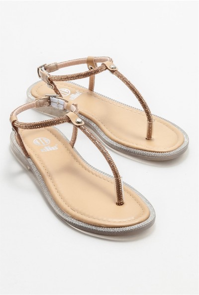 Elle Shoes Naturel Kadın Parmakarası Sandalet