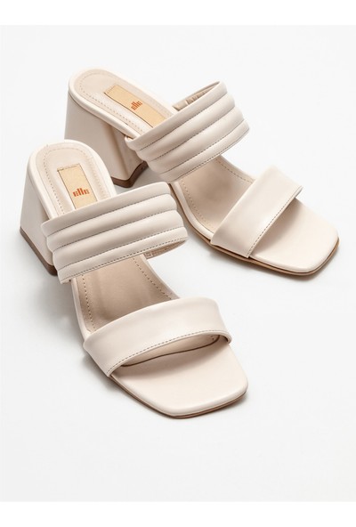 Elle Shoes Bej Kadın Topuklu Terlik