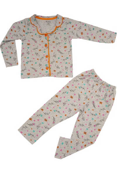 Lollo Bebek Çiçek ve Kelebek Desenli Düğmeli Pijama Takımı-Turuncu Lollo Bebek Çiçek ve Kelebek Desenli Düğmeli Pijama Takımı-Turuncu