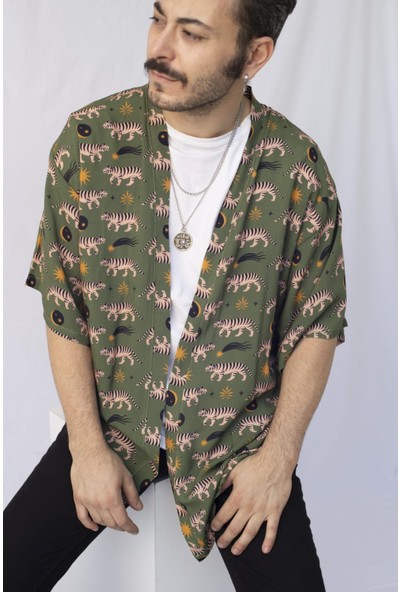 Vatkalimon Standart Beden Kaplan Desenli Kimono