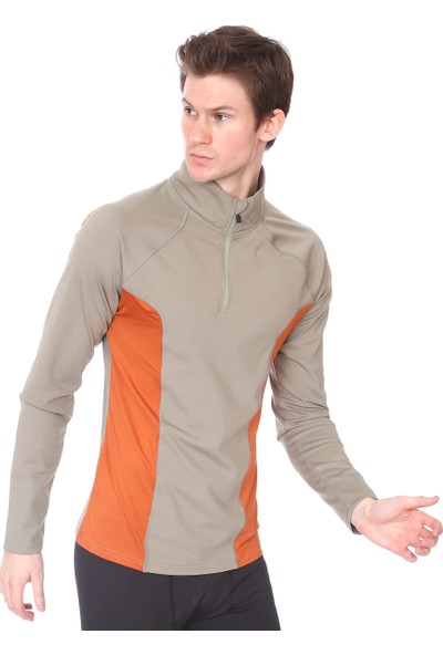 Sportive Half Zip Colorblock Midlayer Erkek Gri Koşu Sweatshirt 21KETP22D01-GRI Sportive Half Zip Colorblock Midlayer Erkek Gri Koşu Sweatshirt 21KETP22D01-GRI