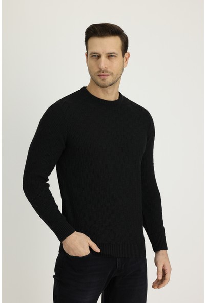 Kiğılı Bisiklet Yaka Slim Fit Yünlü Triko Kazak