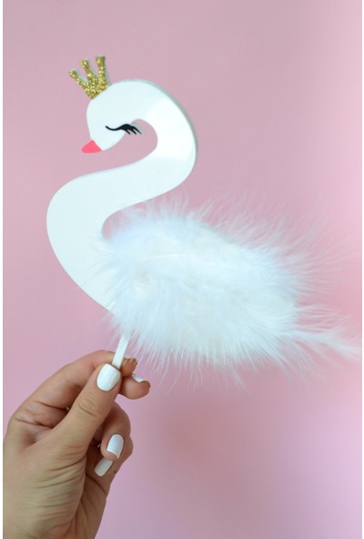 Mutluluk Dünyamız Kuğu Temalı Pasta Süsü ve Kürdan Süsü