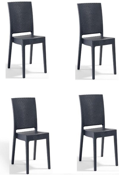 Sadık Plastik 4 Adet Capissi Zeugma Rattan Kolsuz Sandalye Antrasit Sadık Plastik 4 Adet Capissi Zeugma Rattan Kolsuz Sandalye Antrasit