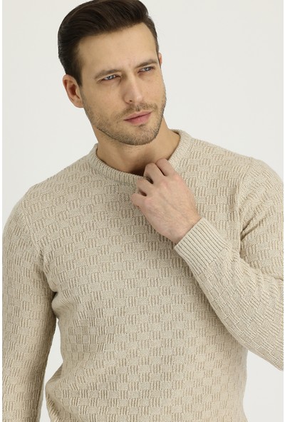 Kiğılı Bisiklet Yaka Slim Fit Yünlü Triko Kazak