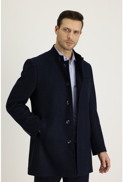 Kiğılı Slim Fit Yünlü Kaban