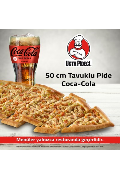 Usta Pideci Tavuklu Pide Menü (Tavuklu Pide + Orta Boy Coca-Cola) (Gel-Al Serviste Geçerlidir) Usta Pideci Tavuklu Pide Menü (Tavuklu Pide + Orta Boy Coca-Cola) (Gel-Al Serviste Geçerlidir)