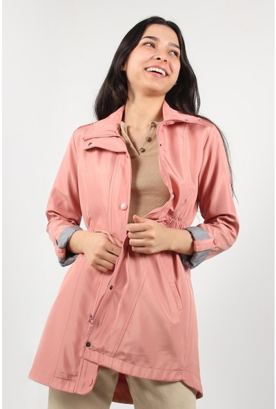 Mckanzie 5669 Kolu Kıvırmalı Beli Büzgülü Trençkot