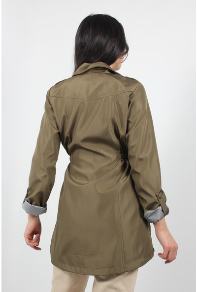 Mckanzie 5669 Kolu Kıvırmalı Beli Büzgülü Trençkot