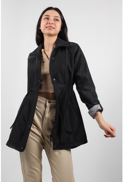 Mckanzie 5669 Kolu Kıvırmalı Beli Büzgülü Trençkot