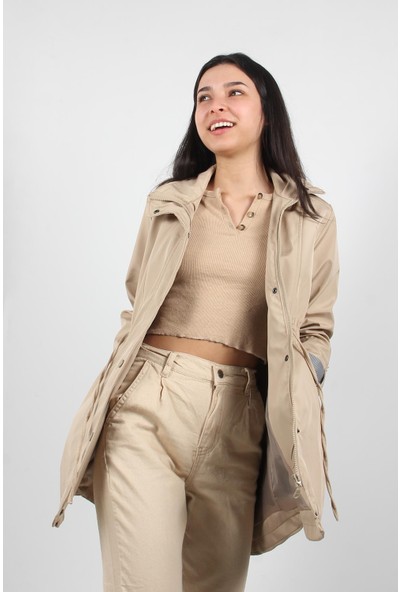 Mckanzie 5669 Kolu Kıvırmalı Beli Büzgülü Trençkot