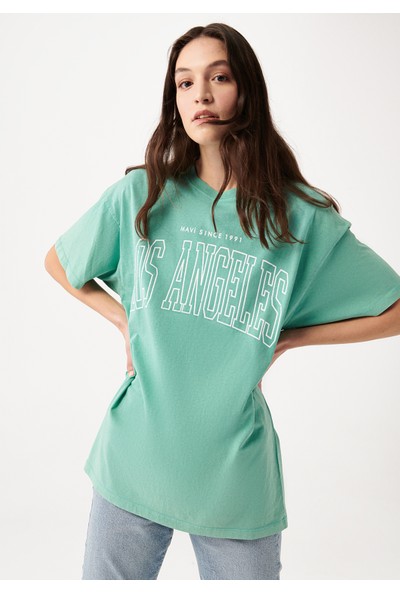 Mavi Kadın Los Angeles Baskılı Yeşil Tişört 1610554-71792