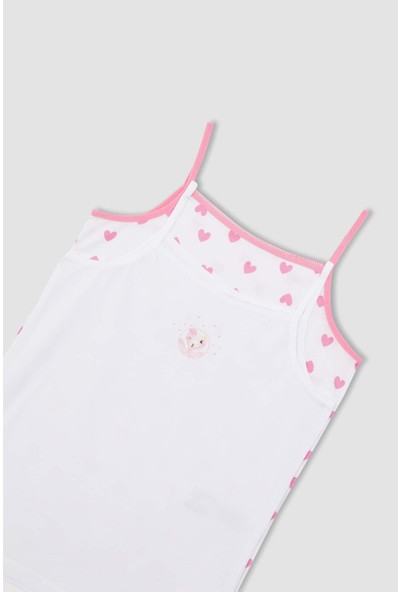 DeFacto Defacto Fit Kız Çocuk Kalp Baskılı 2'li Askılı Pamuklu Atlet U3459A622SP