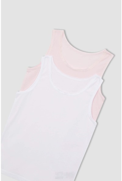 DeFacto Kız Çocuk Bisiklet Yaka Basic 2'li Pamuklu Atlet X1990A622SP