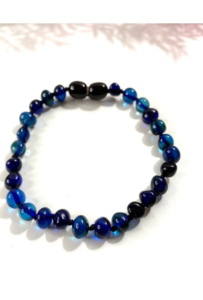 Radka Mavi Kehribar Yetişkin Bileklik / Ölçü 18,5 Cm. / Herbir Boncuk Arası Düğüm Lü/ Sertifikalı
