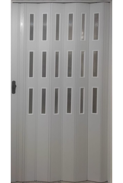 Yaman Plastik 102 x 200 Camlı Beyaz Katlanır Akordiyon Kapı 12 mm Kalınlığında