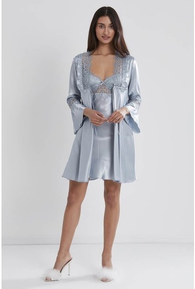Pierre Cardin 6'lı Kaplı Gecelik Sabahlık Set 6325 Mist Pierre Cardin 6'lı Kaplı Gecelik Sabahlık Set 6325 Mist