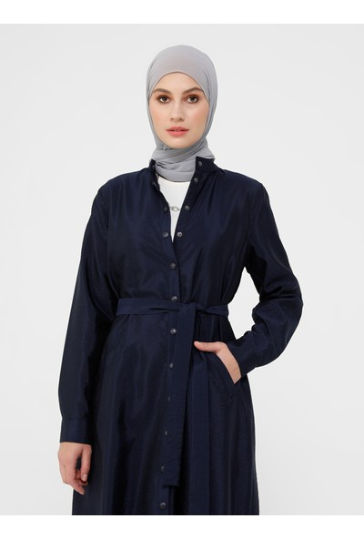 Refka Çıtçıtlı Belden Büzgülü Kap - Lacivert - Refka Woman