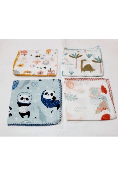 Berkay Berkaysundan Pamuklu Müslin Bezi Ağız Mendili 4'lü 30 x 30 cm Berkay Berkaysundan Pamuklu Müslin Bezi Ağız Mendili 4'lü 30 x 30 cm