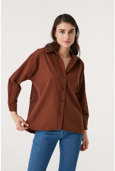 FullaModa Tek Cepli Basic Oversize Gömlek