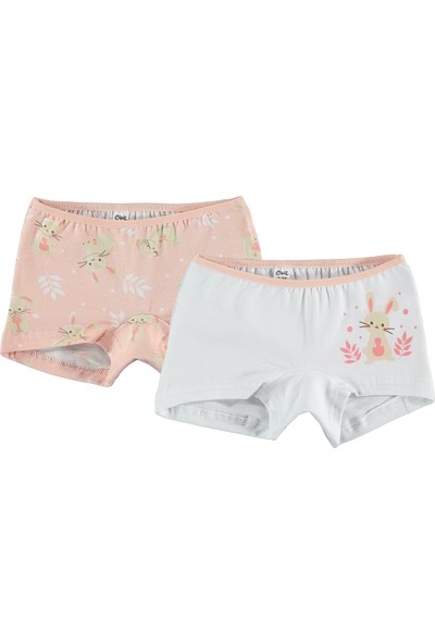 Civil Girls Kız Çocuk 2'li Boxer Set 2-10 Yaş Somon