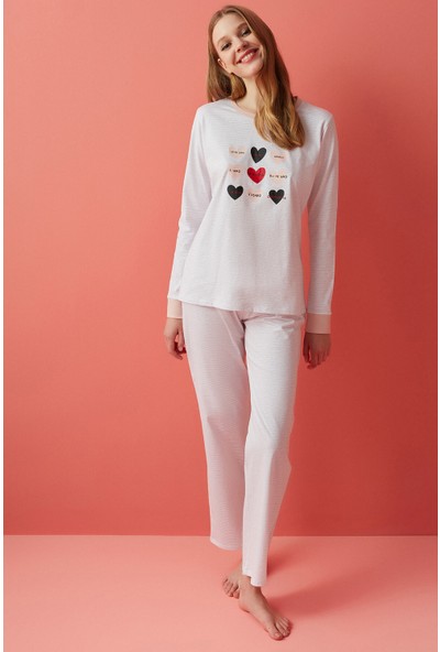 Penti Optik Beyaz Pink Stripes Pantolon Penti Optik Beyaz Pink Stripes Pantolon