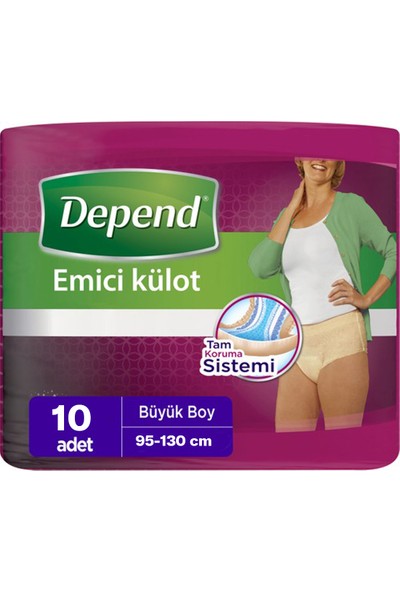 Depend Emici Külot Kadın L Büyük Boy 10 Adet (95-130 Cm) Depend Emici Külot Kadın L Büyük Boy 10 Adet (95-130 Cm)