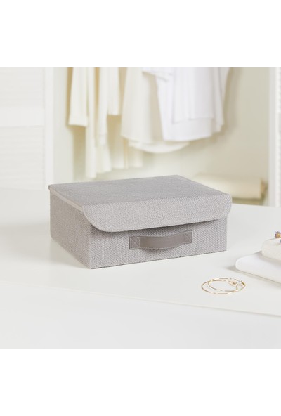 Ocean Home Gri Jüt Kapaklı Kutu // 30X23X11 Ocean Home Gri Jüt Kapaklı Kutu // 30X23X11