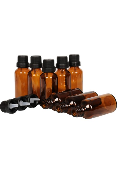 Elattar Spain 20 Adet 30 ml Boş Kehribar Cam Şişe ( Içten Damlalıklı 30 cc ) 30CC200