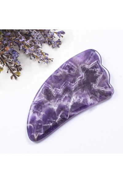 Taş Sepeti Ametist Gua Sha Kaz Ayağı Şekli Orijinal Yüz Masaj Taşı